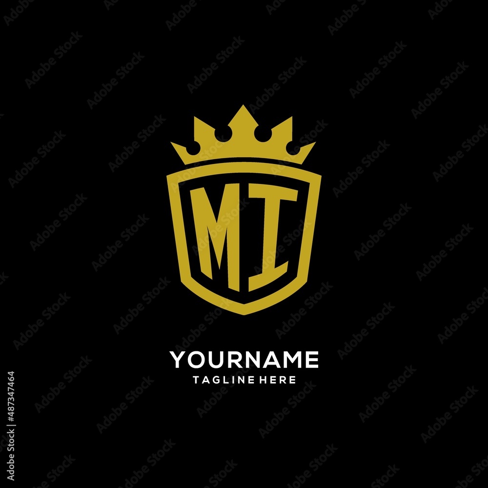 Initial MI logo shield crown style, luxury elegant monogram logo design ...