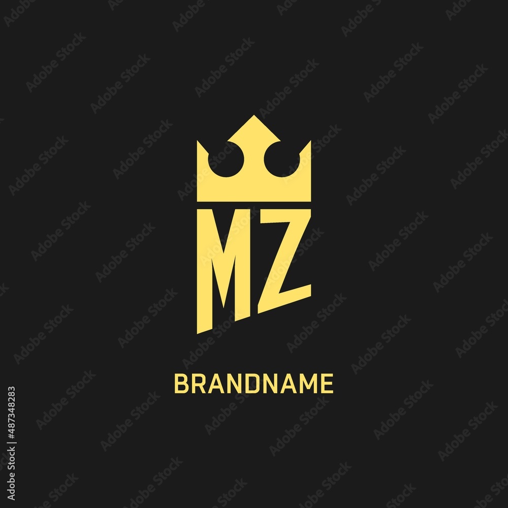 Monogram MZ logo shield crown shape, elegant and luxury initial logo ...