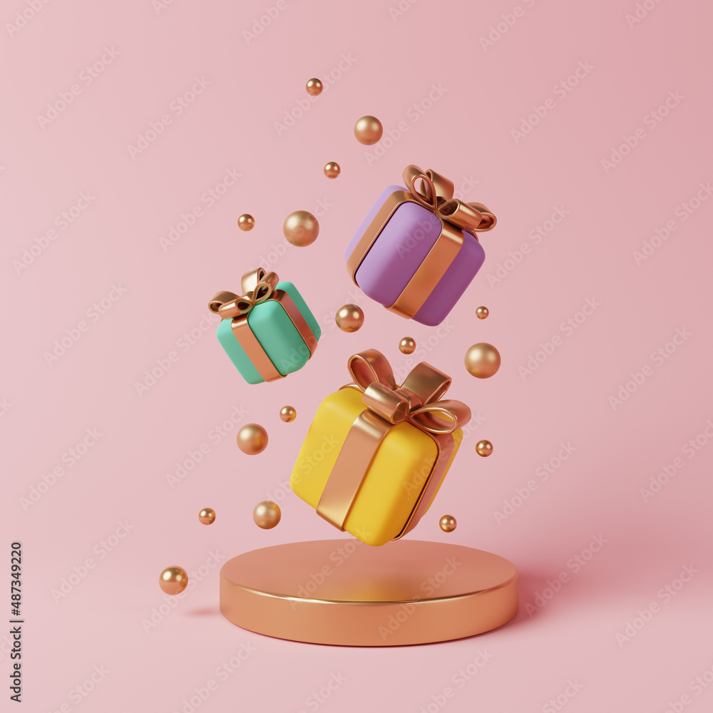 Realistic 3d gift boxes and pearls . Holiday banner or advertising ...