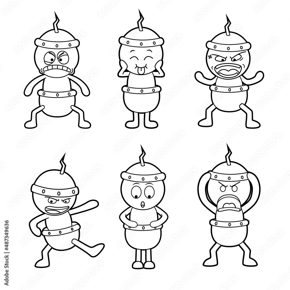 Coloring book pages for kids . cute cartoon monster collection Stock ...