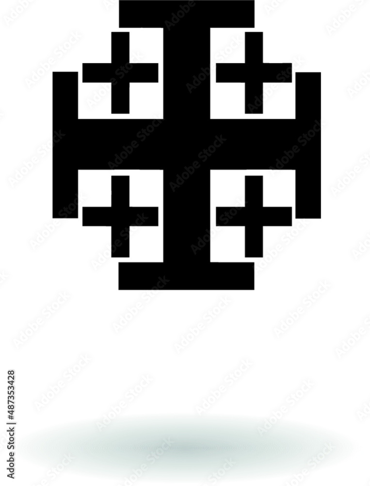 Jerusalem cross vector illustration, holy cross of Jerusalem, black ...