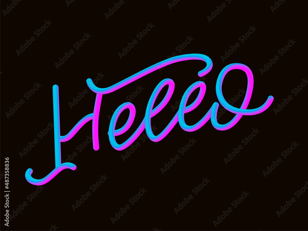 Hello in hand drawn style. Hello world. Lettering design concept. White ...