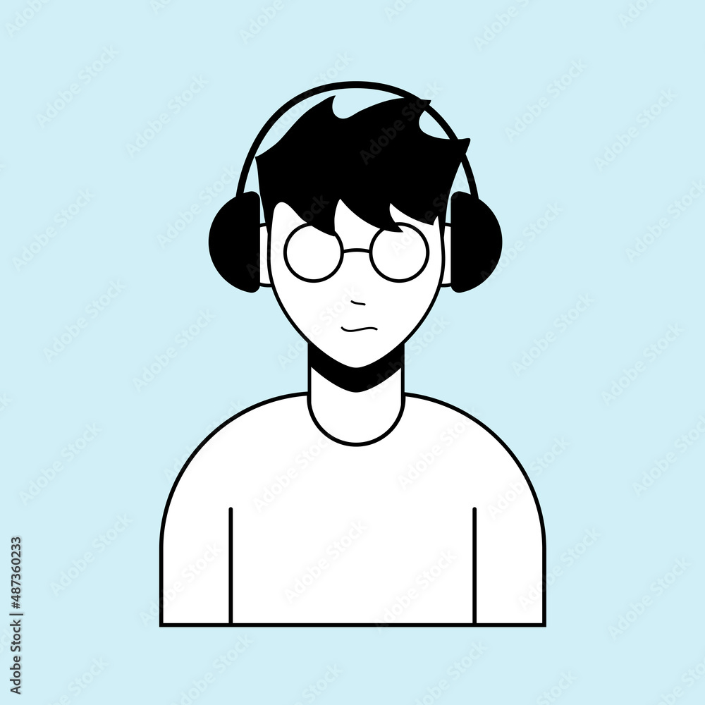 Stylish flat black and white human avatar for social media presentation ...