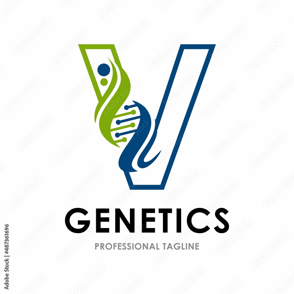 Abstract letter V DNA chromosome vector logo design. Suitable for ...