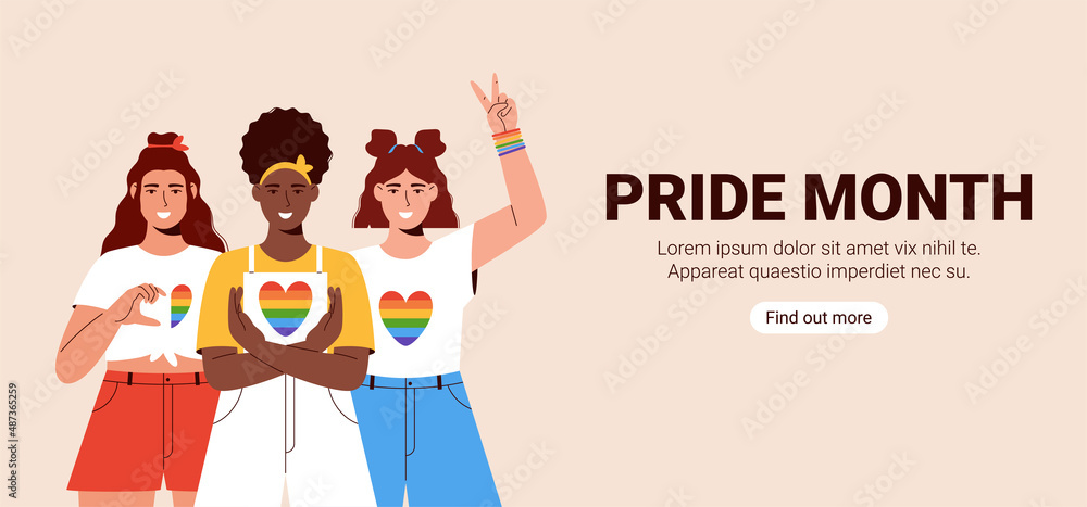 LGBT pride month. Multicultural women showing support for lgbt ...