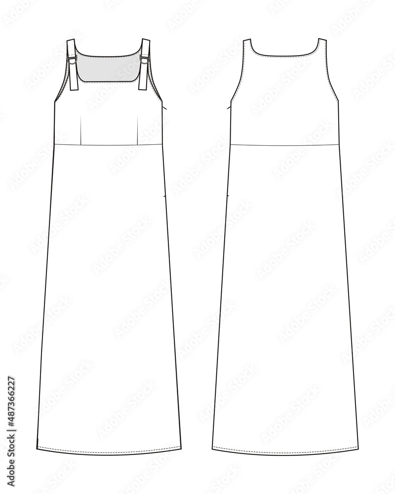 Fashion technical drawing of long sundress Stock Vector | Adobe Stock