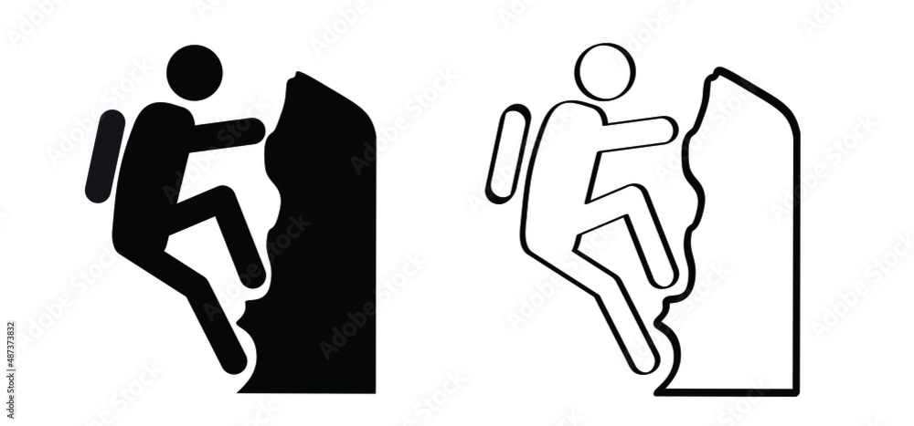 mountaineering, climbing icon or symbol. Activity, extreme sports ...