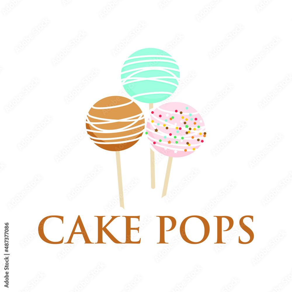 Vector Illustrated of cake pops on white background. Design element for ...