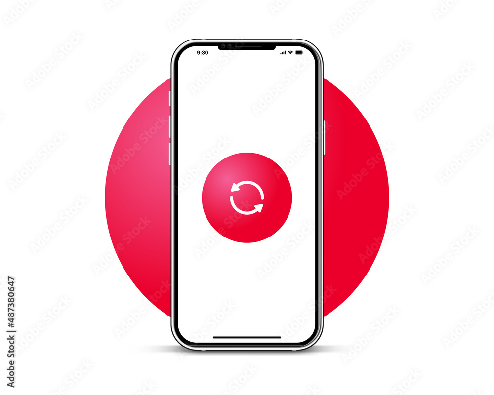 3d high quality vector smartphone with sync icon. Realistic mobile with ...