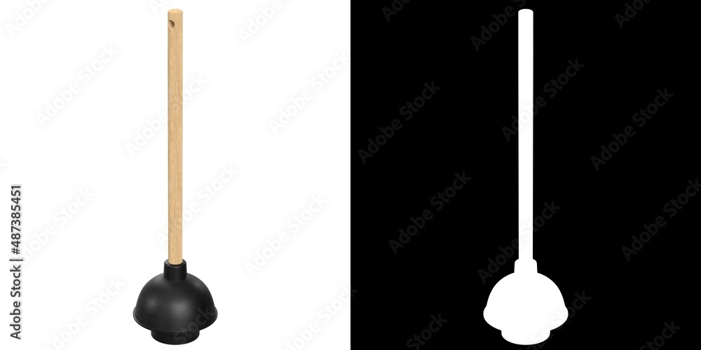 3D rendering illustration of a toilet plunger Stock Illustration ...