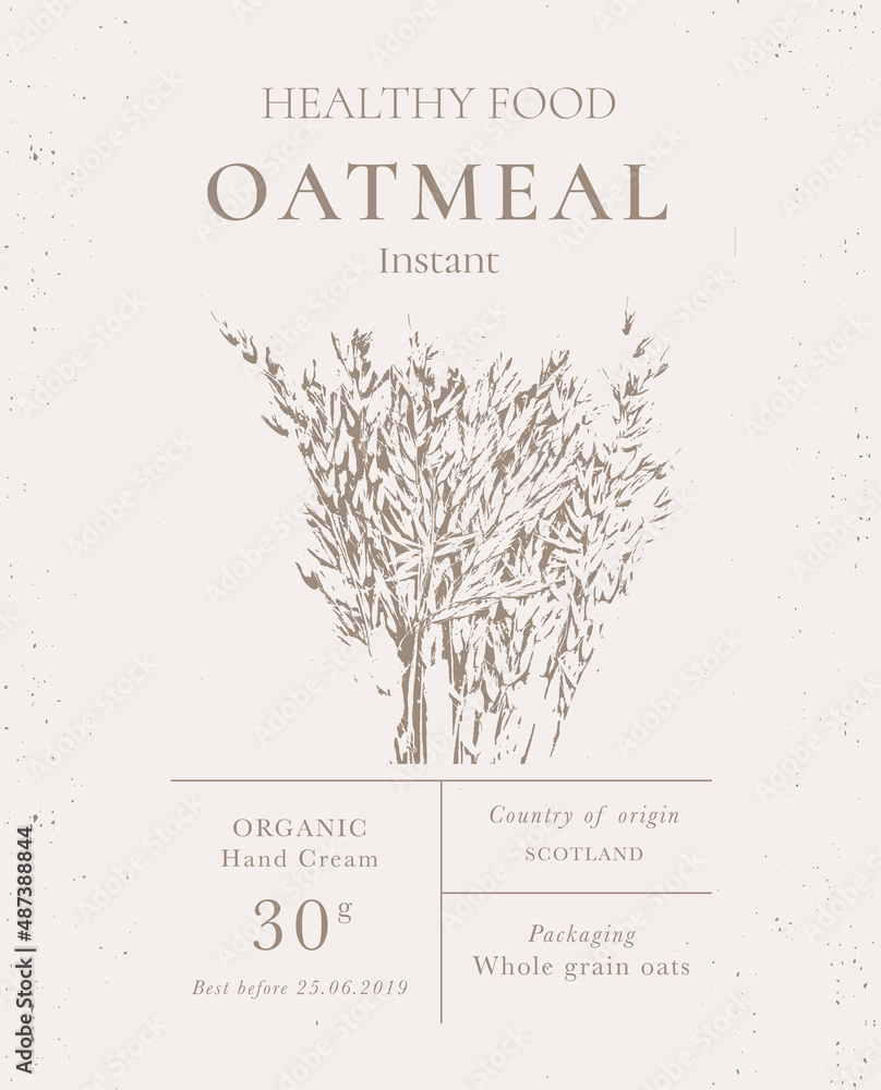 Set of customizable oatmeal labels of Natural healthy food. Cereal oat ...