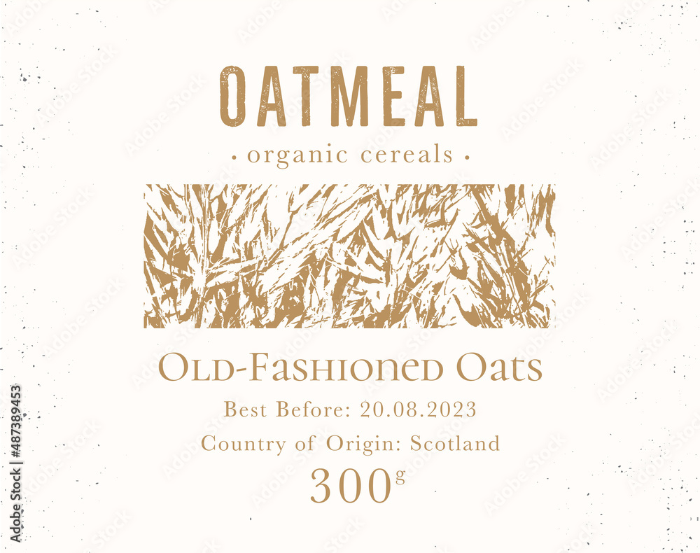 Set of customizable oatmeal labels of Natural healthy food. Cereal oat ...
