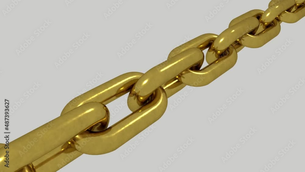 Gold chain. FHD 3D animation of a golden chain spinning with hyper ...