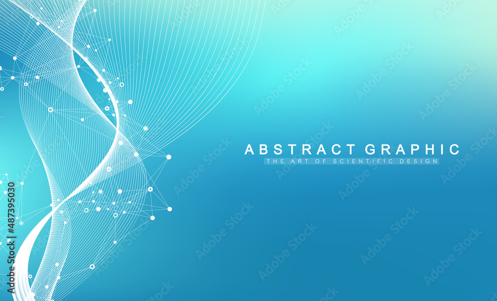Scientific vector illustration with molecules or atom. Abstract ...