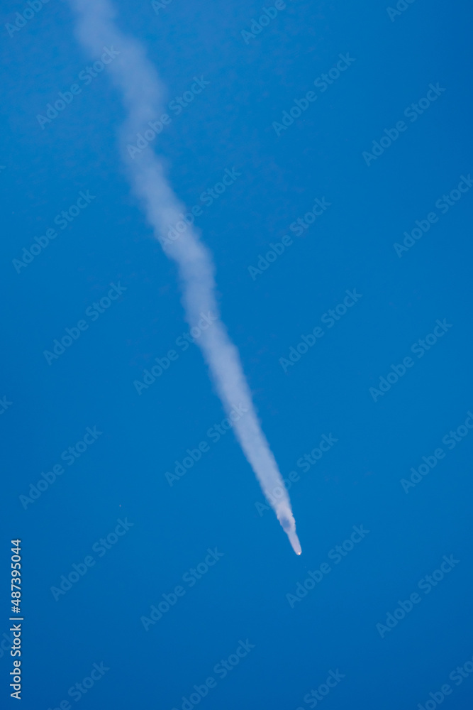 Falling rocket. The explosion of a rocket launcher and the fall of the ...