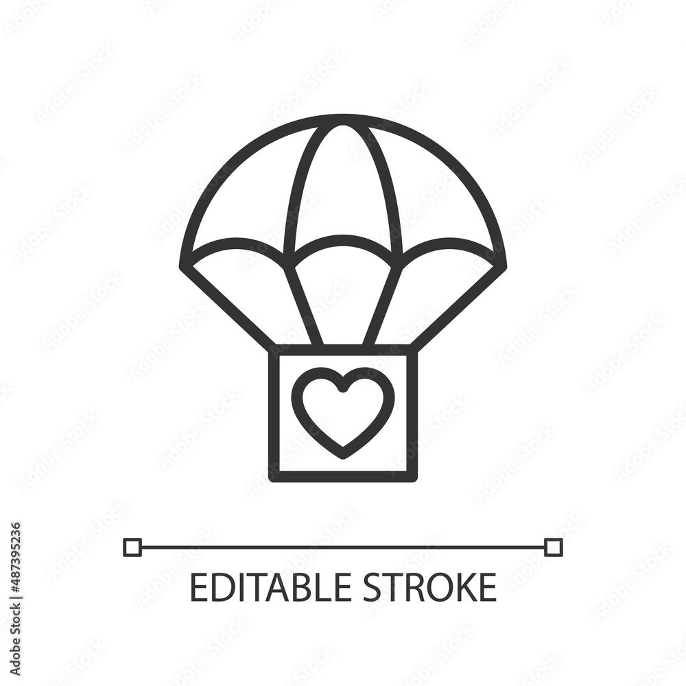 Humanitarian aid pixel perfect linear icon. Life-saving support ...