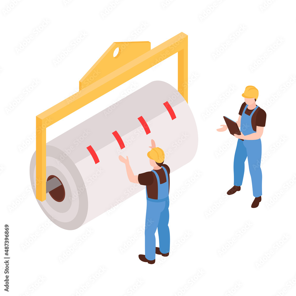 Paper Roll Workers Composition Stock Vector | Adobe Stock