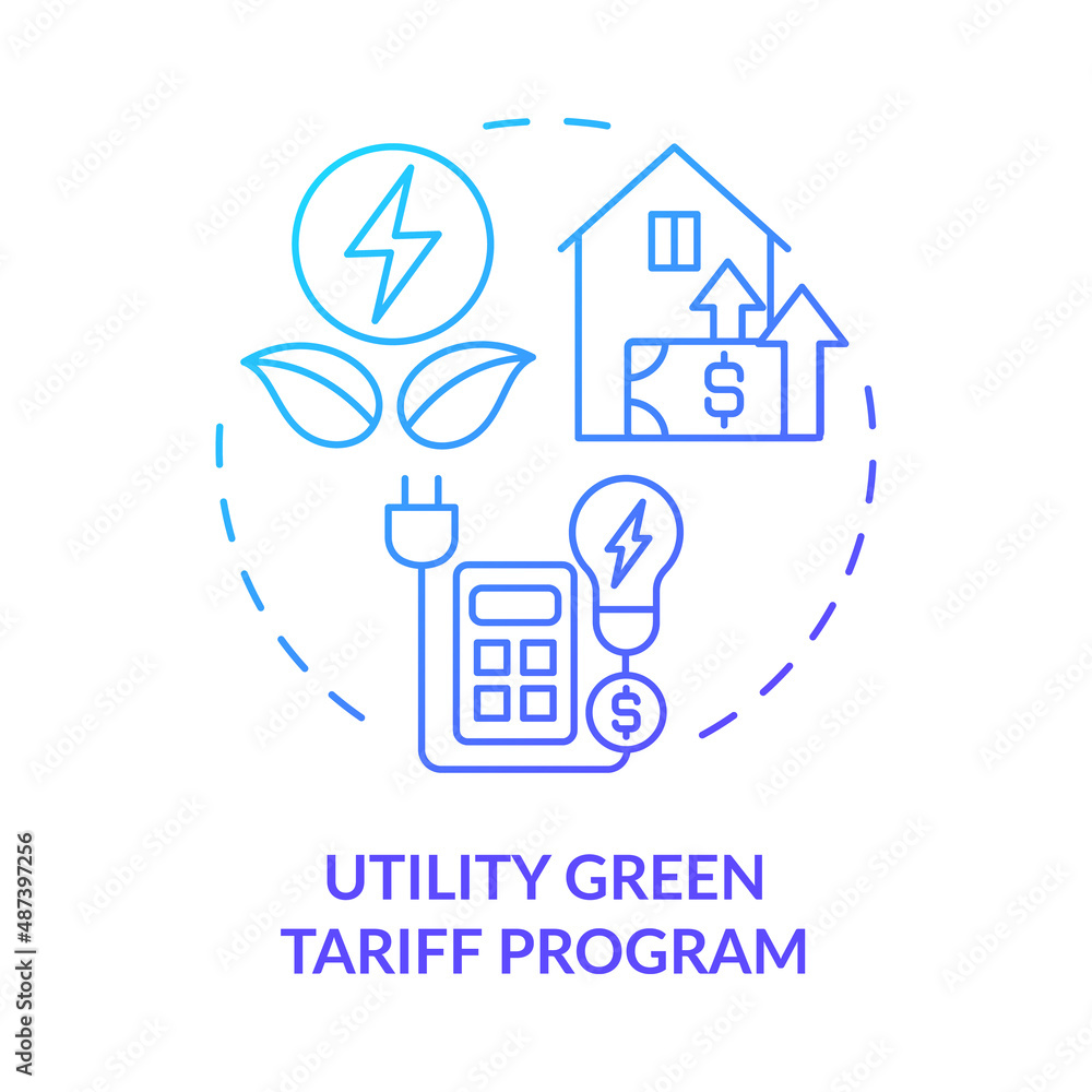 Utility Green Tariff program blue gradient concept icon. Sustainable ...
