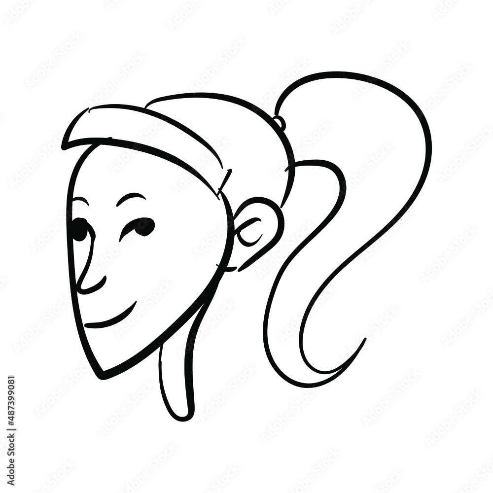 Cute cartoon face of a human. Freehand line drawing vector illustration ...