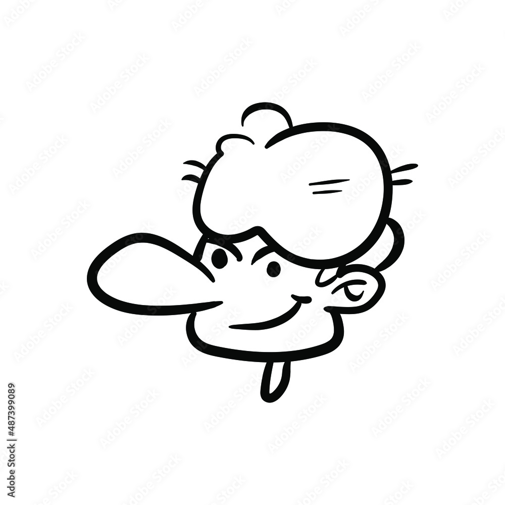 Cute cartoon face of a human. Freehand line drawing vector illustration ...
