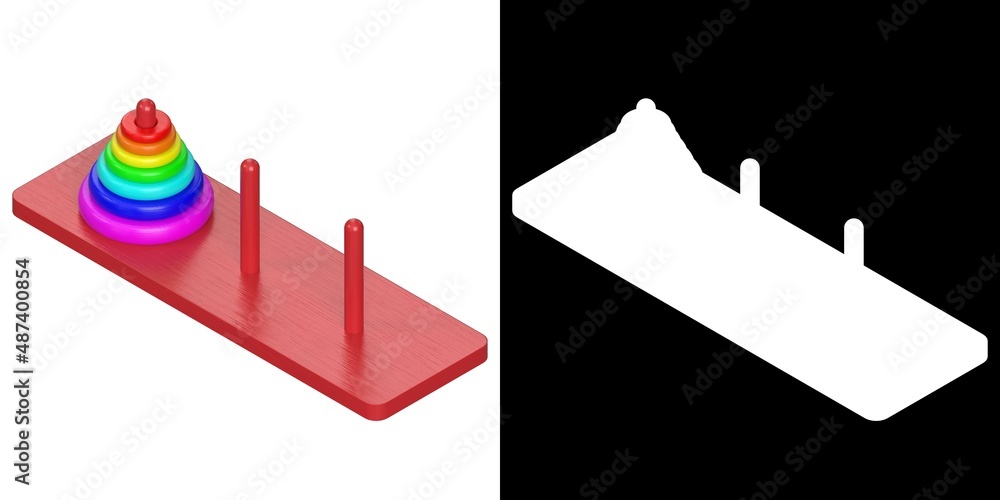 3D rendering illustration of a Tower of Hanoi game Stock Illustration ...