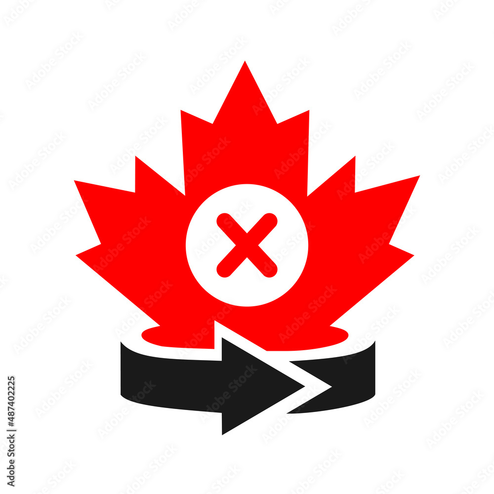 Red Maple Leaf with Cross Mark Logo. Canadian Cross Mark Logo Template ...