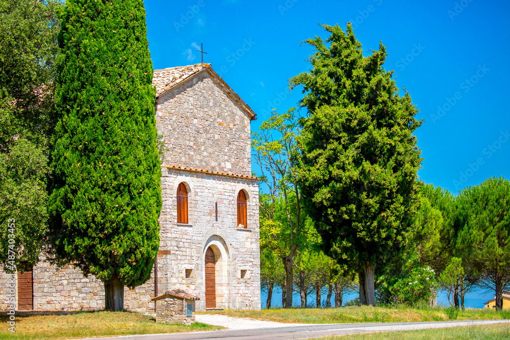 Catholic Church of the Middle Ages in Italy town of Todi. Streets of ...