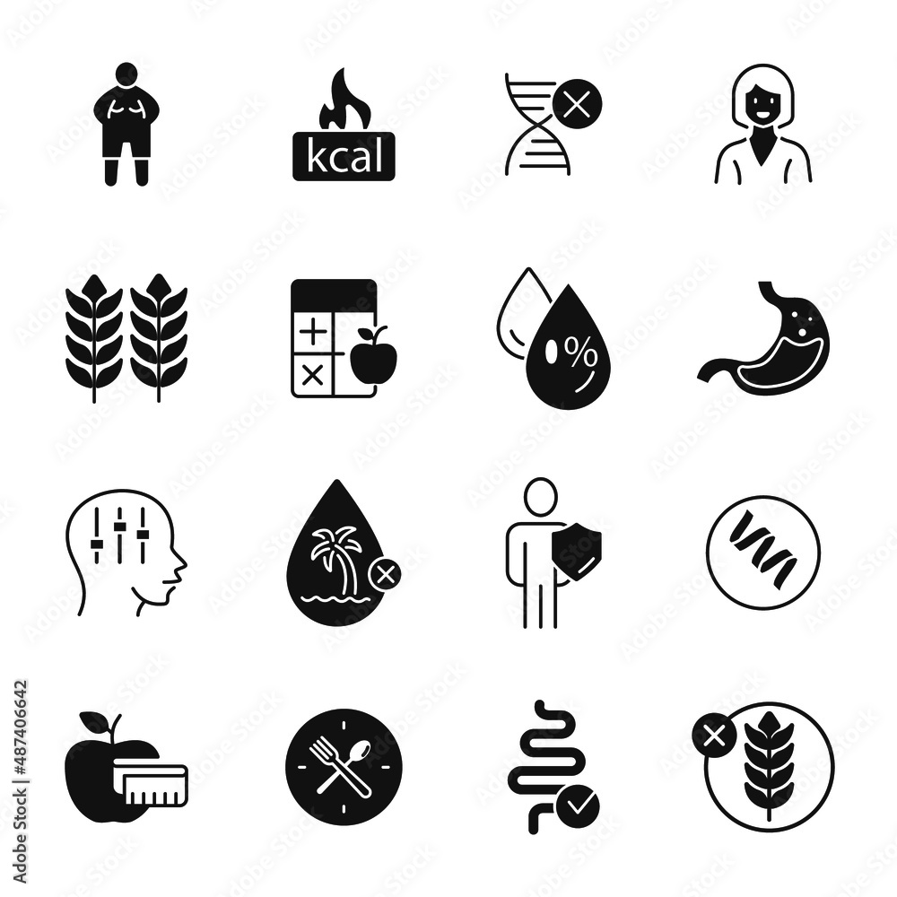 Nutrition icons set . Nutrition pack symbol vector elements for ...