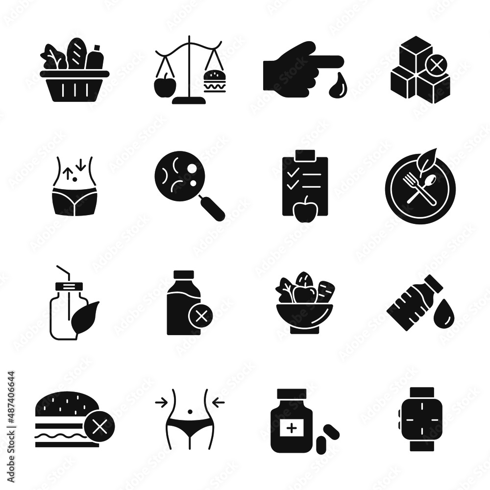 Nutrition icons set . Nutrition pack symbol vector elements for ...