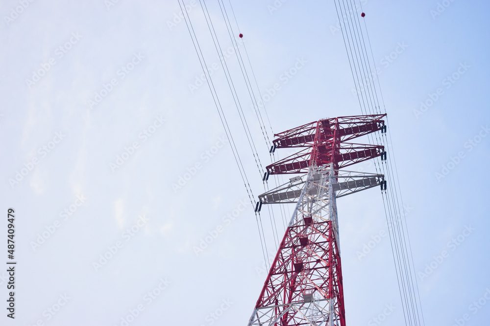High Voltage Tower with sky background , electricity transmission pylon ...