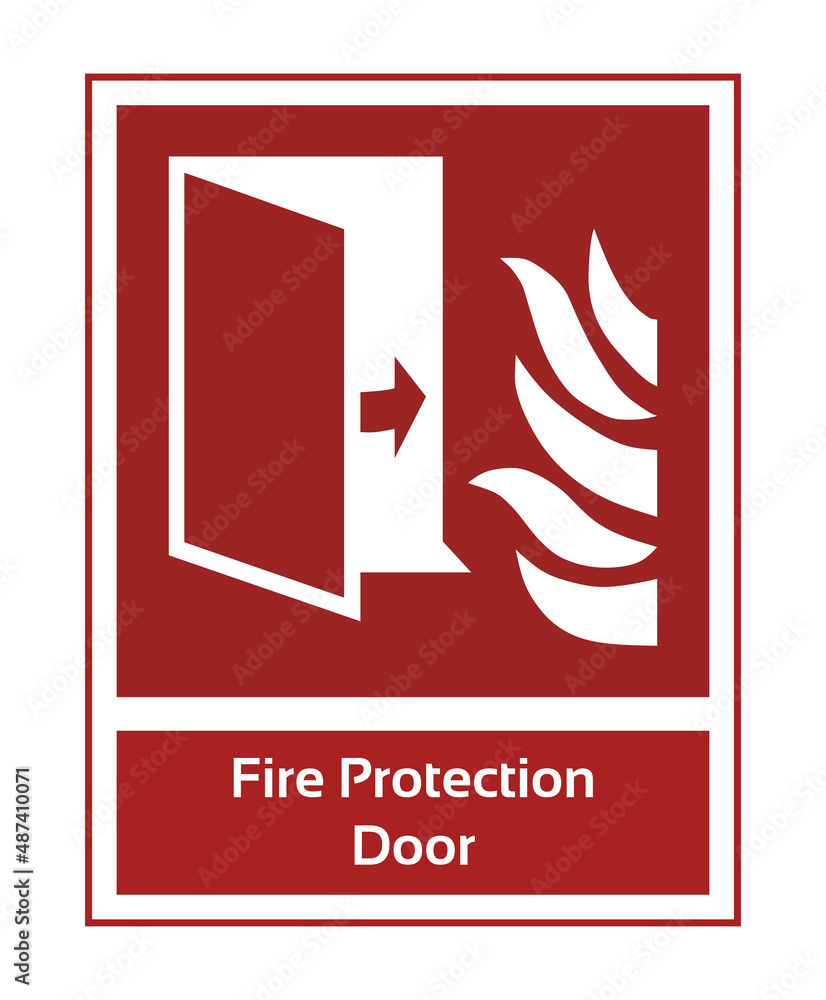 Fire Protection Door. Fire Safety Signs. Warning Signs Flat Style ...