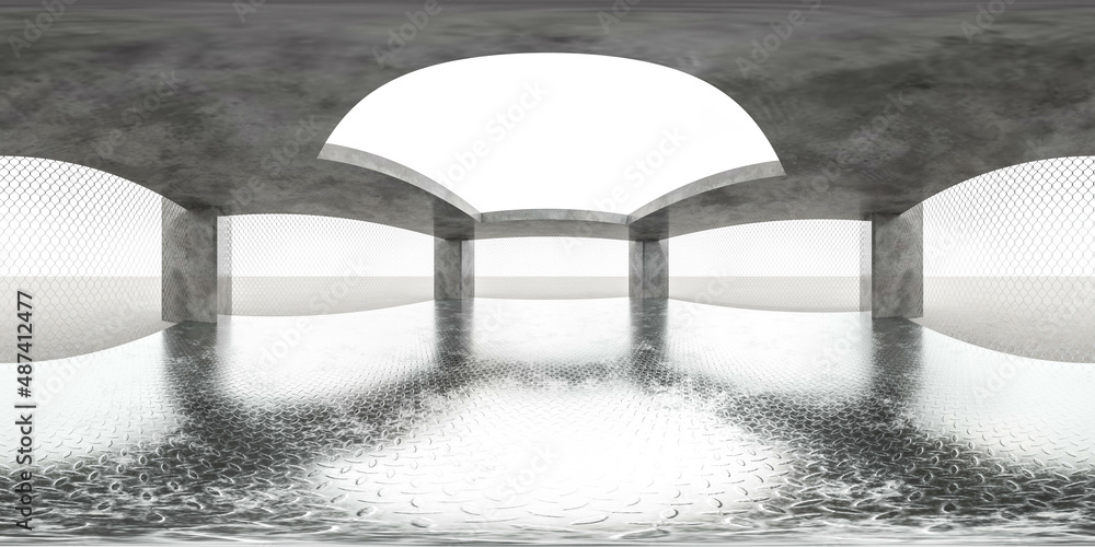 360 degree full panorama environment map of abstract open concrete ...