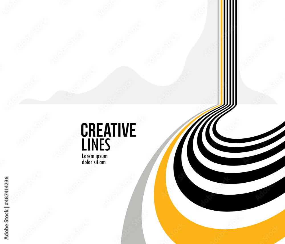 Future lines in 3D perspective vector abstract background, black and ...