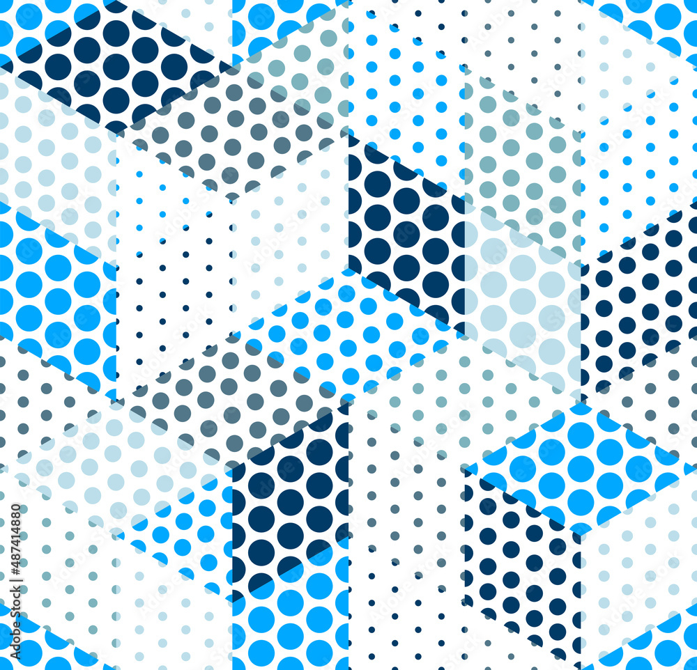 Dotted seamless isometric geometric pattern, dots 3D cubes vector ...