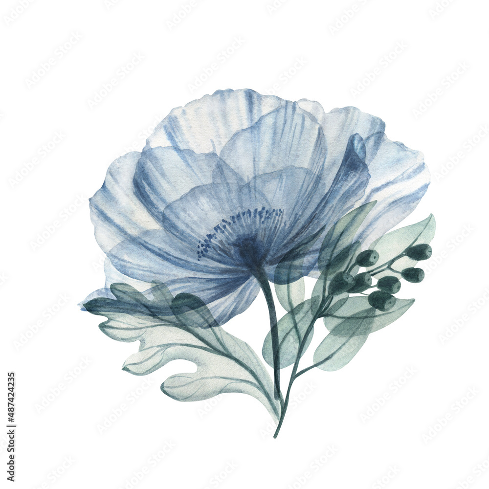 Transparent Flowers Blue