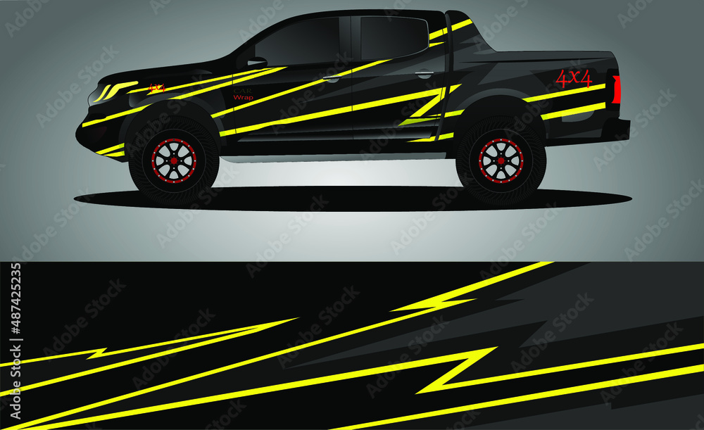 Vektor desain bungkus mobil balap. Grafis abstrak stripe racing ...