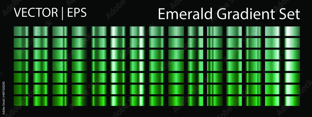 Emerald gradients collection for design. Collection of shiny green ...