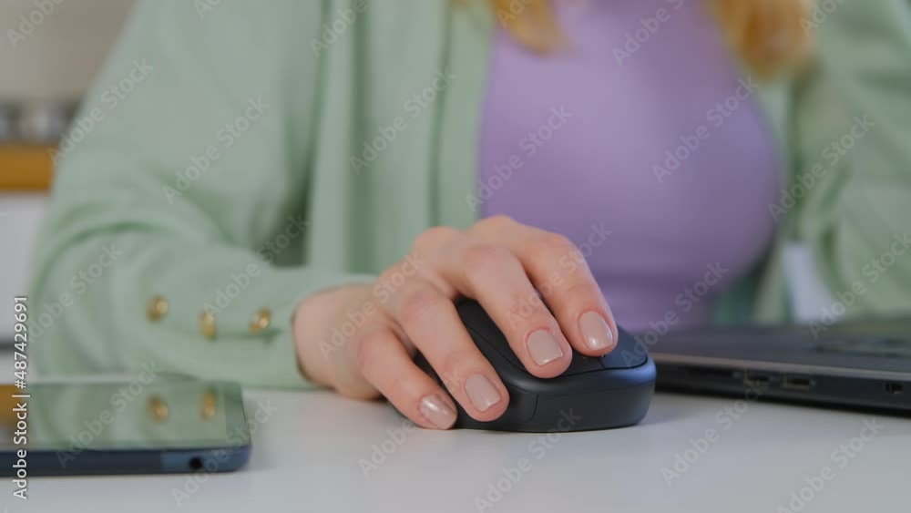 Businesswoman clicking mouse. Entrepreneur woman working on modern ...