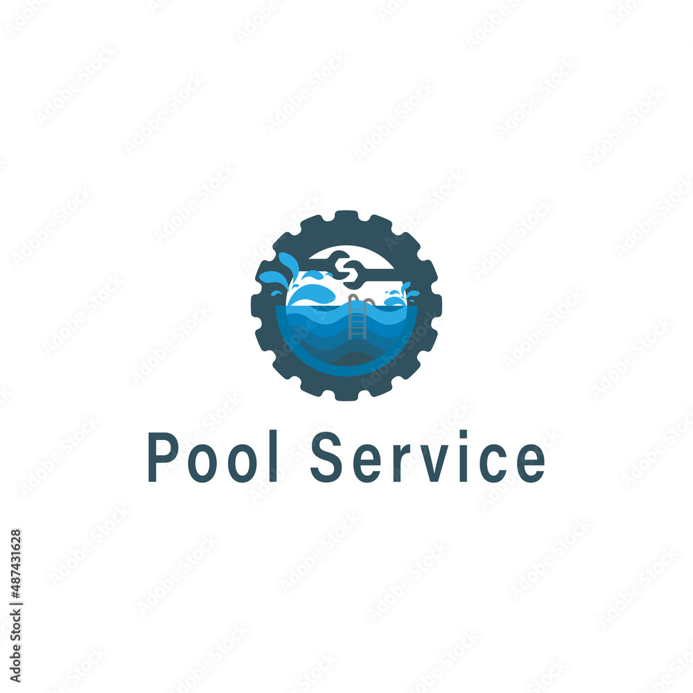 Pool clean service logo template Stock Vector | Adobe Stock