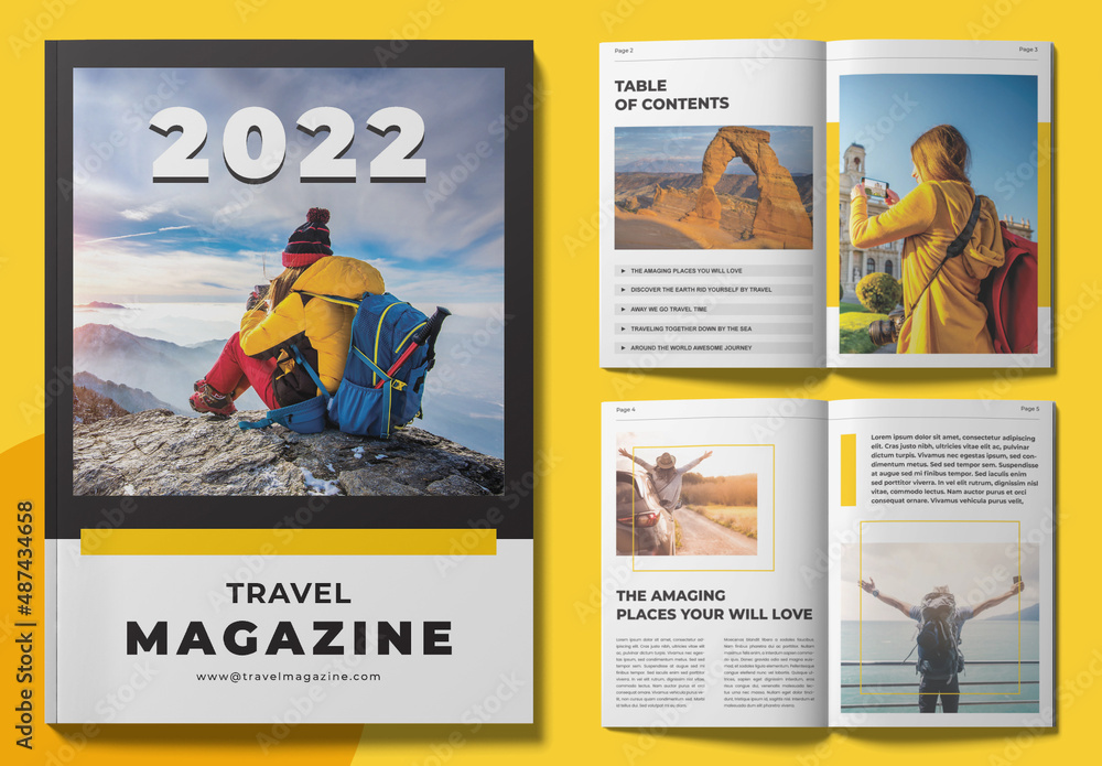 Travel Magazine Layout Stock Template | Adobe Stock