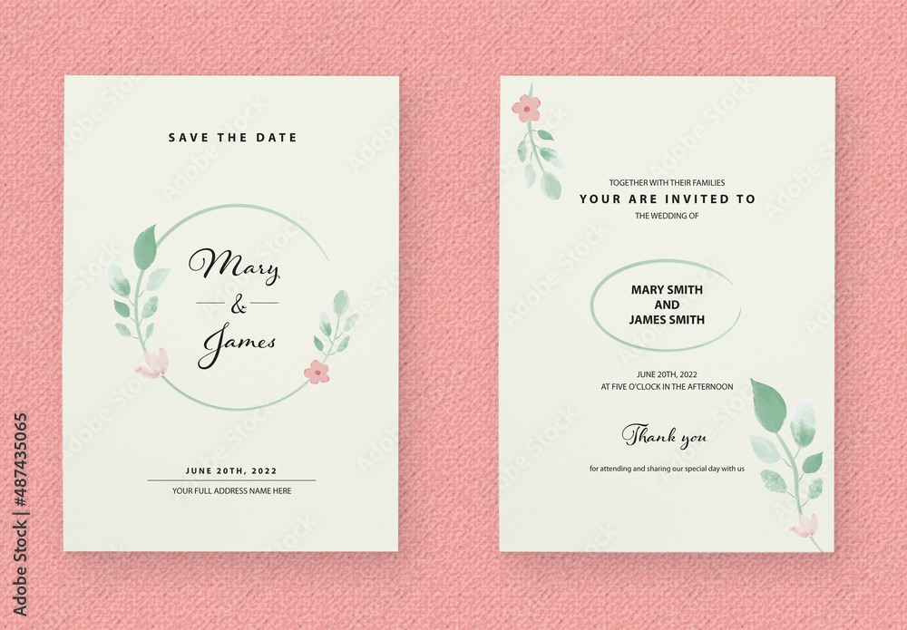 Wedding Invitation Card Layout Stock Template | Adobe Stock