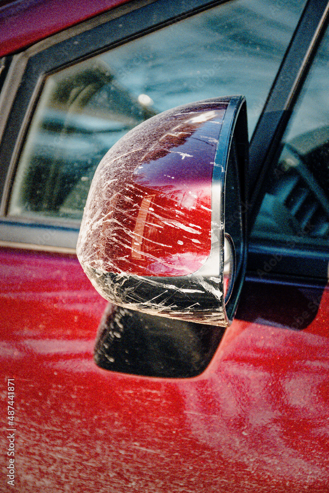 Winter Salt covers this side of this Red Car in Upstate NY. Dirt from ...