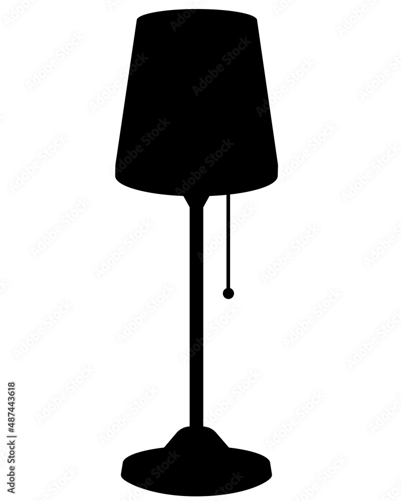 Vintage table lamp on a leg with a lampshade - vector silhouette ...