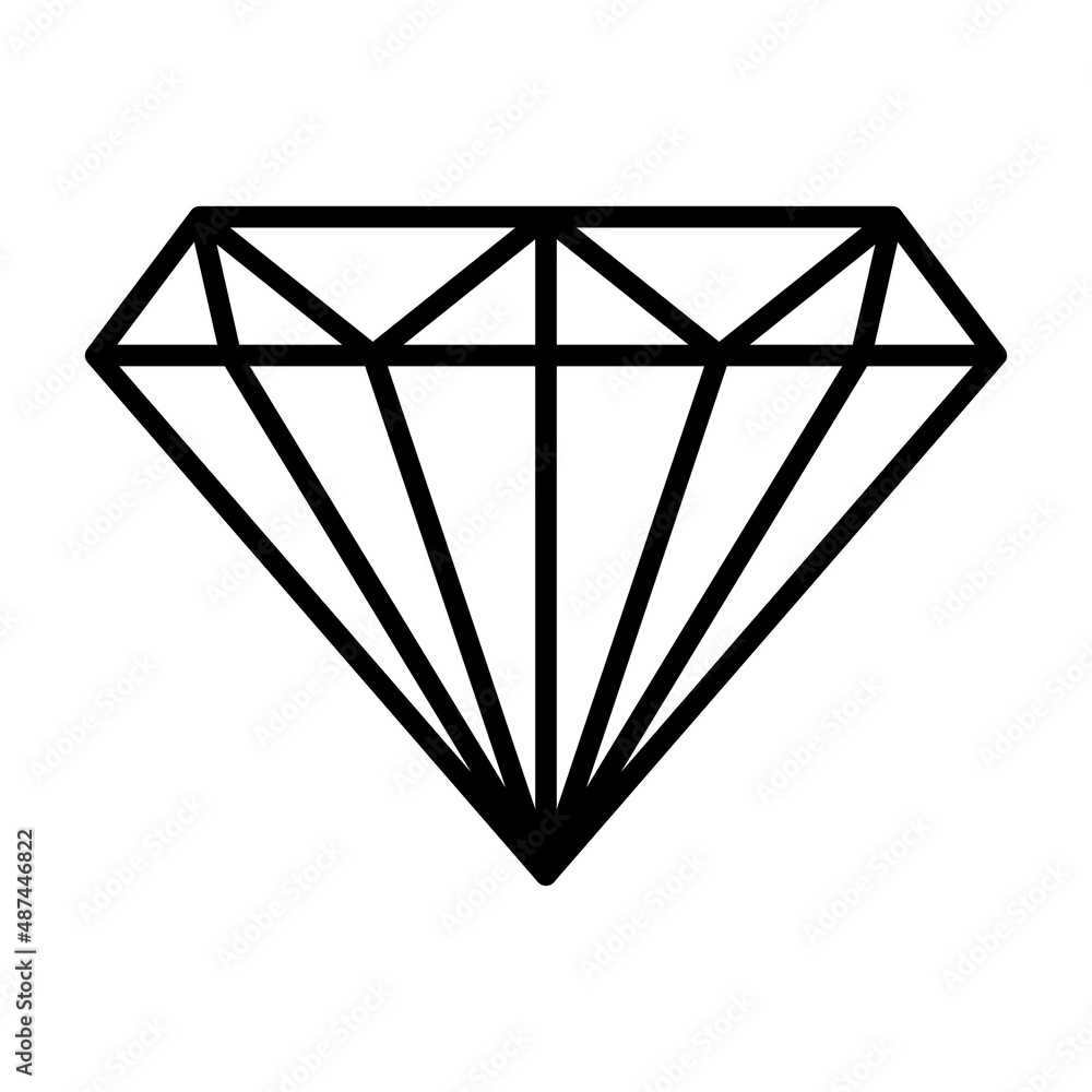 Simple black outline diamond vector icon Stock Vector | Adobe Stock