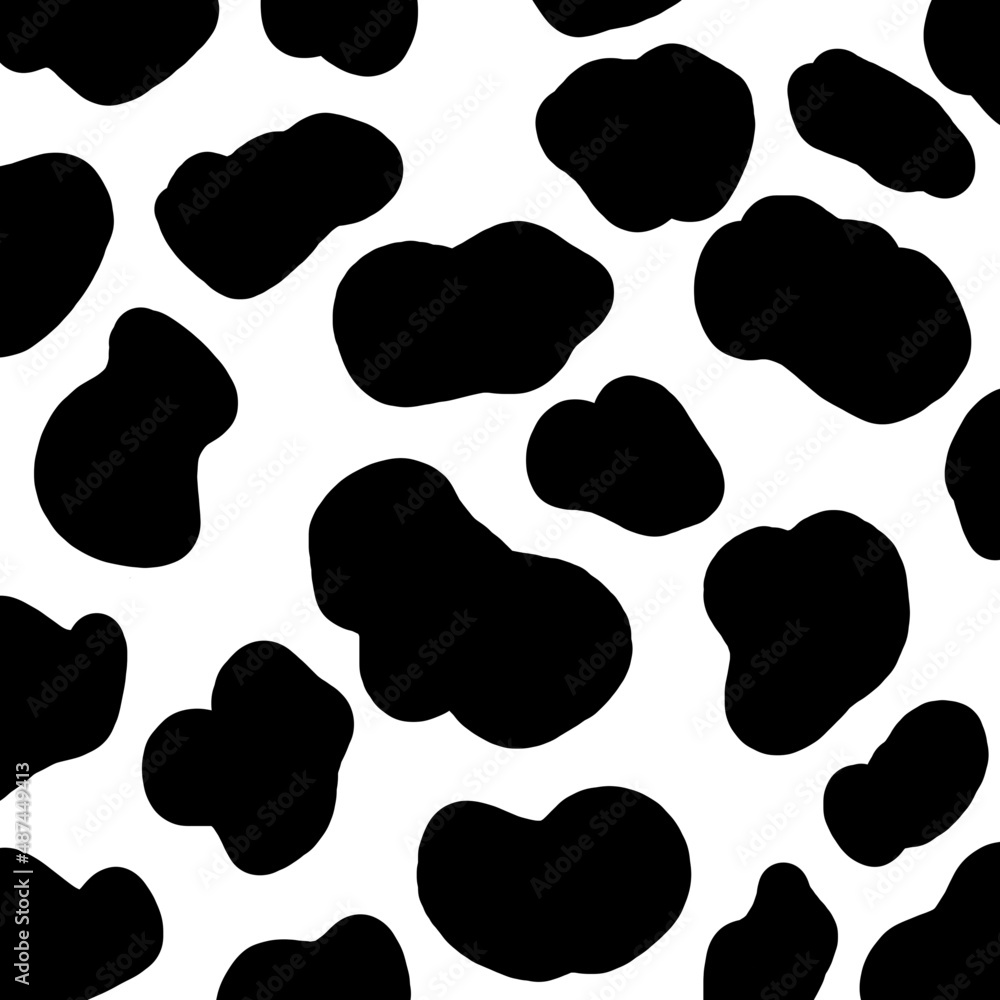 Seamless animal pattern. Black and white cow print background. Creative ...