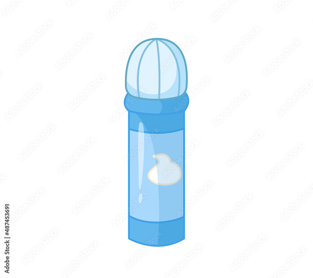 Whipped cream in a blue container. Vector illustration in cartoon ...