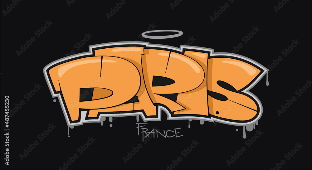 Paris graffiti style hand drawn lettering. Decorative vector text ...