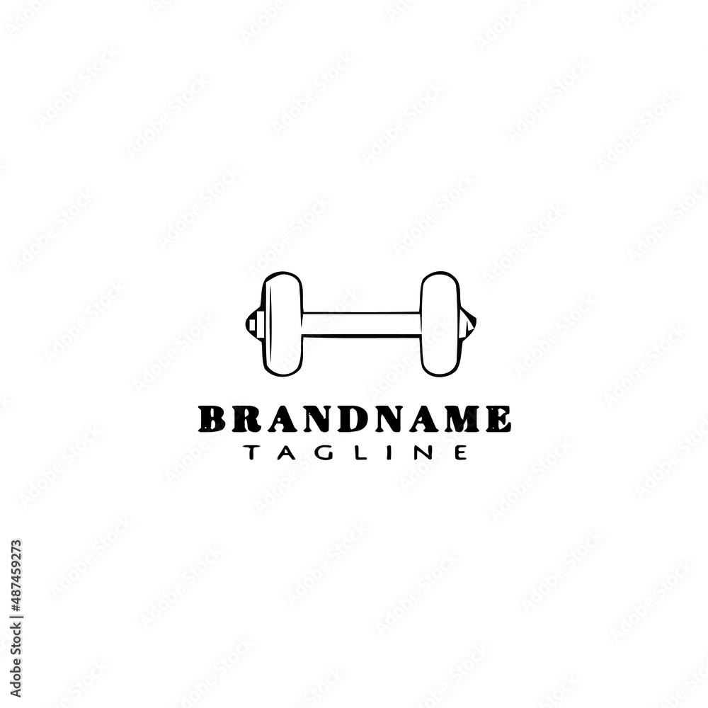 barbell cartoon logo icon design template black isolated vector cute ...