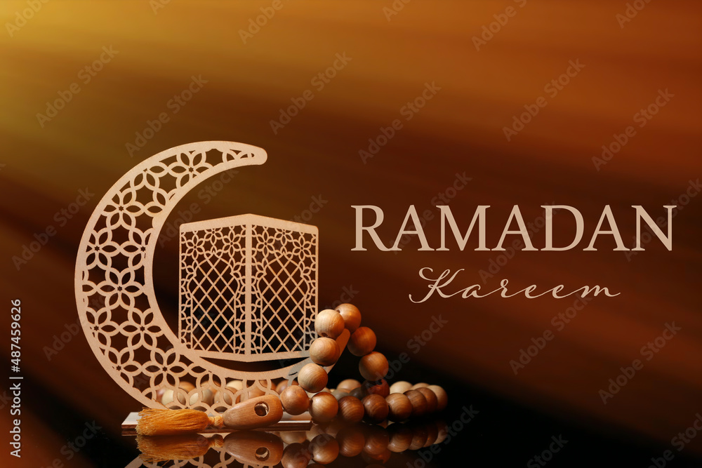 Beautiful greeting card for Ramadan celebration with Muslim decor and ...