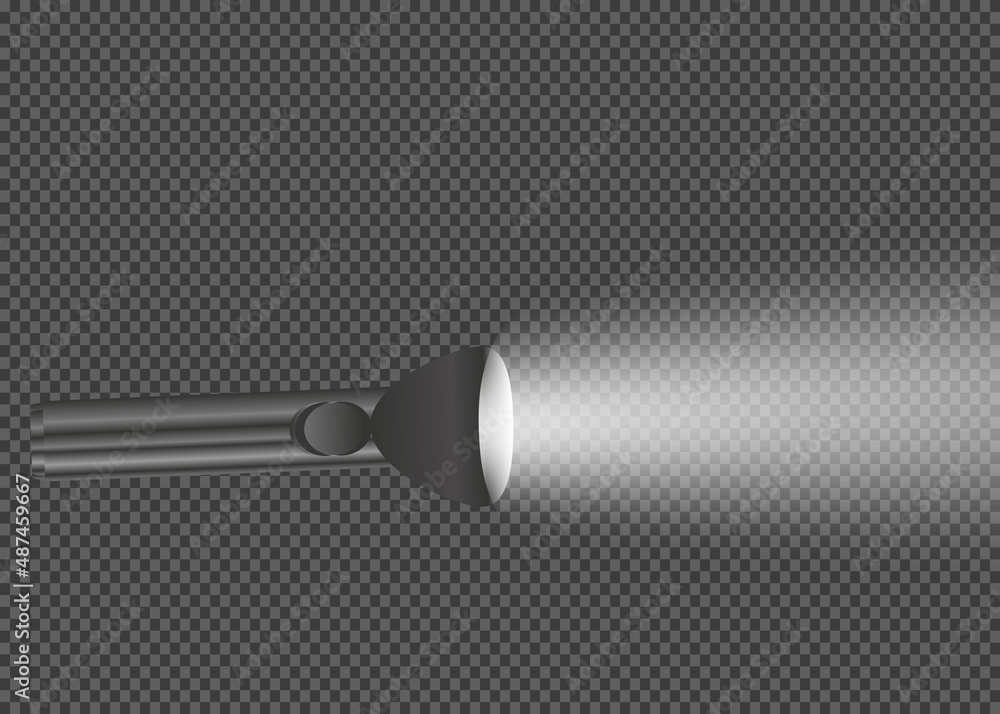 flashlight on a transparent background. Shine.lighting the space.metal ...